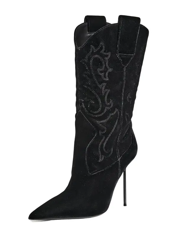 Paris Texas Lidia Western Embroidered Boots 105mm - Black