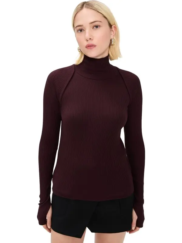 Helmut Lang Layered Shrug Turtleneck - Mahogany