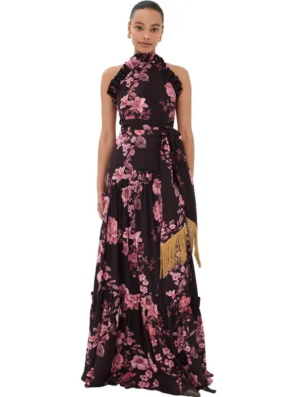 Borgo De Nor Tatiana Crepe Satin Maxi Dress - Cherry Blossom Wine