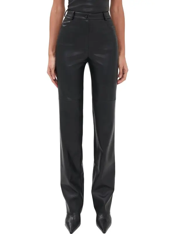 CULTNAKED Faux Leather Straight Leg Trousers - Onyx