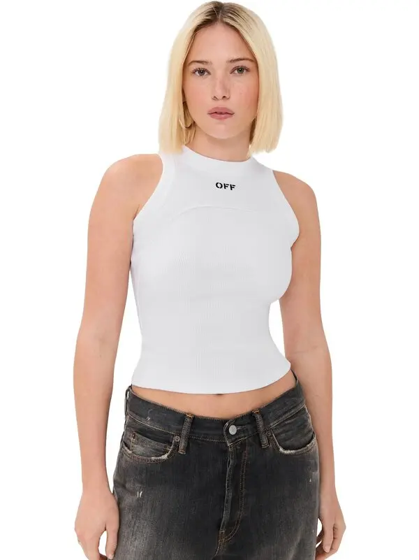 Off-White Stamp Rib Tank Top - White