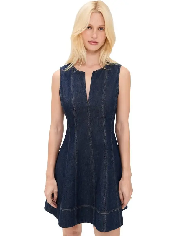 Tanya Taylor Glenda Denim Mini Dress - Dark Indigo