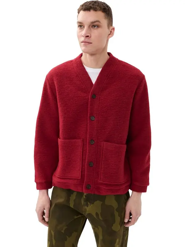 Universal Works Advance Fleece Cardigan - Red