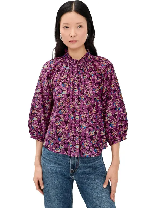 APIECE APART Trini Floral Print Top - Florette Peony