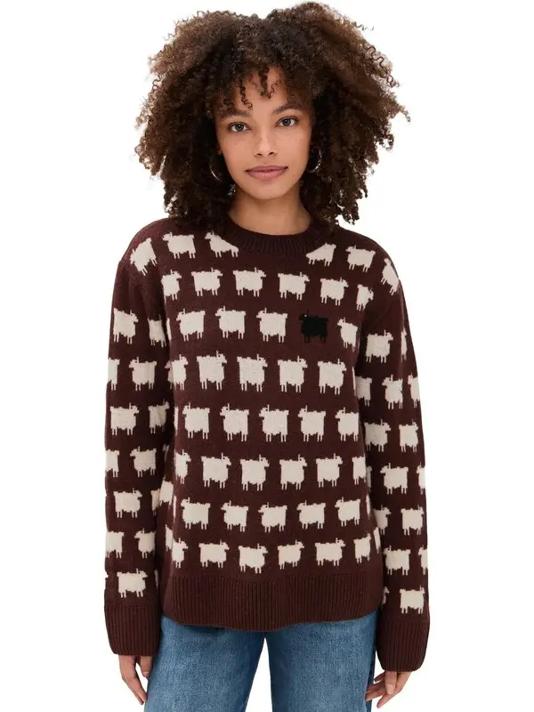 ROWING BLAZERS Warm & Wonderful X Oversized Wool Sheep Pullover - Brown