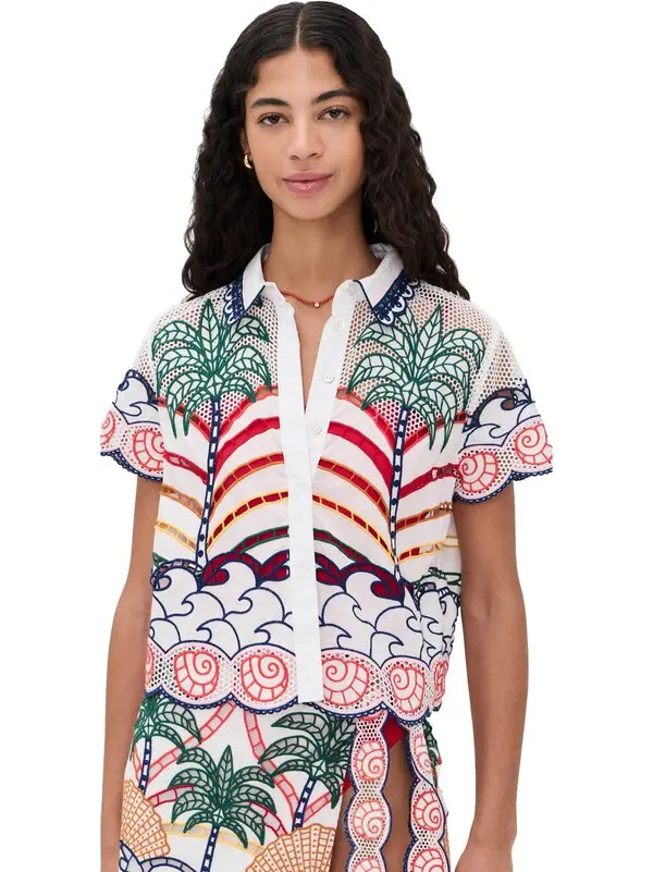 Farm Rio Tropical Embroidered Shirt - Off-white