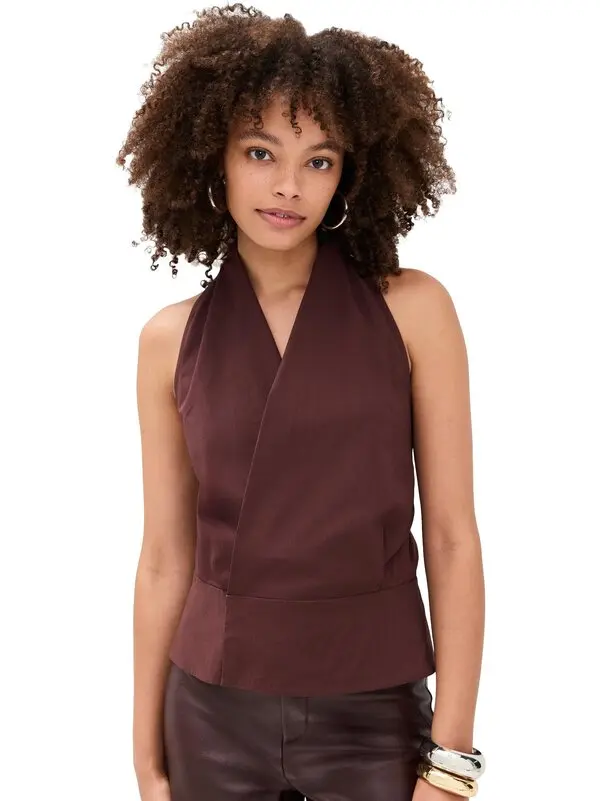 ST. AGNI Halter Wrap Top - Liqueur