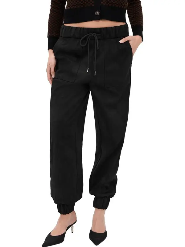 LE BOP Remy Faux Suede Joggers - Black