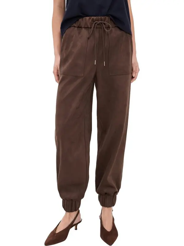 LE BOP Remy Faux Suede Joggers - Coffee