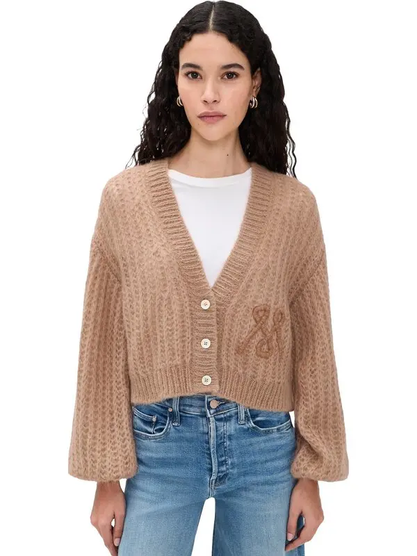 MOTHER Alpaca Varsity Cardigan - Cotton Candy