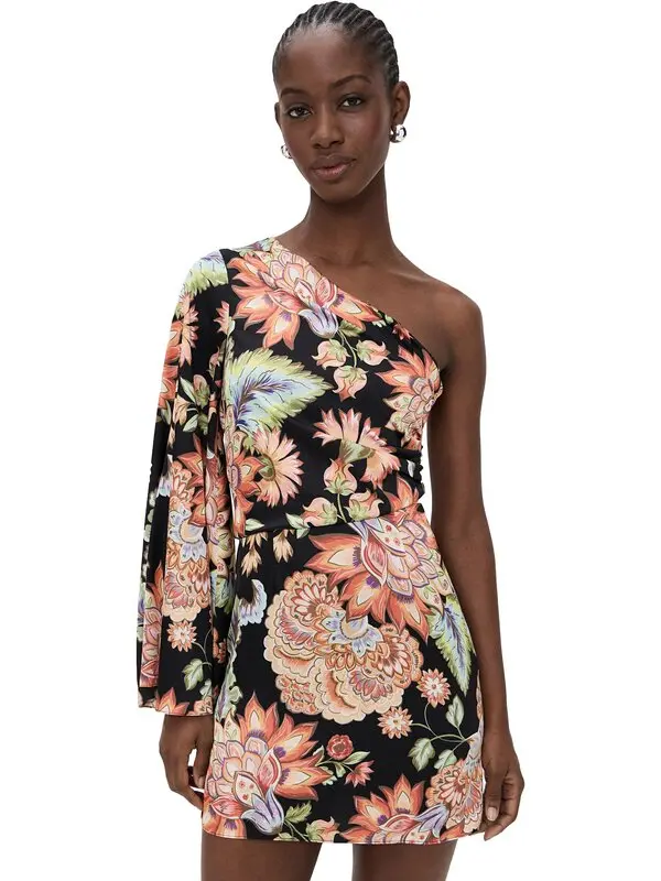Misa Maven Floral Print Mini Dress - Fiery Flora Satin