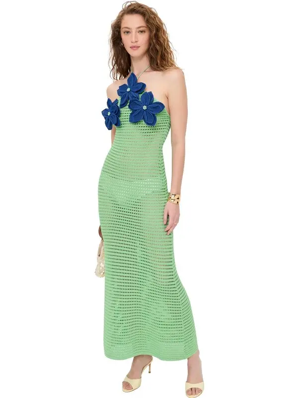 THE WOLF GANG La Monada Knit Maxi Dress - Aquamarine
