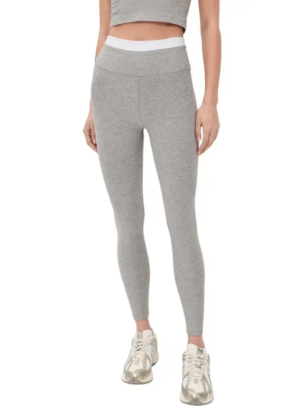Beyond Yoga Spacedye Layered High Waisted Leggings - Silver Mist
