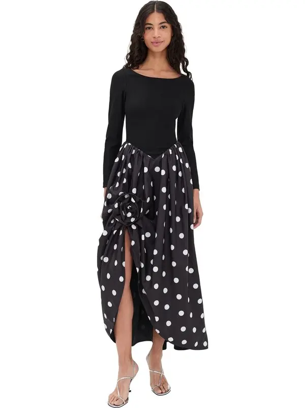 Sleeper Aurora Maxi Dress - Black And White Polka Dot