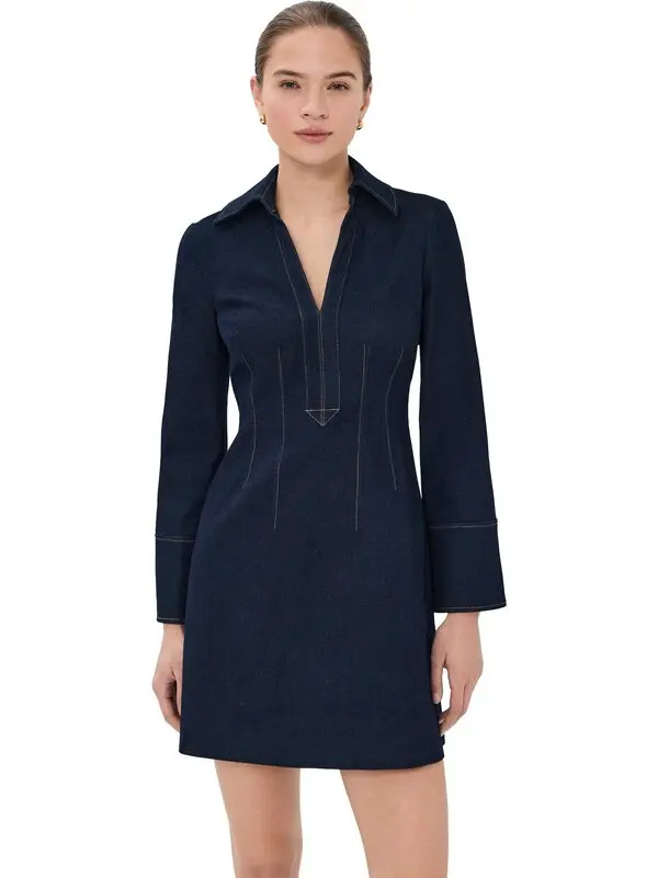 Veronica Beard Raymond Stretch Denim Mini Dress - Midnight Wash