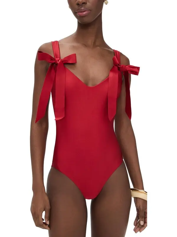 Zimmermann Patience Bow Tie One-piece - Dark Red