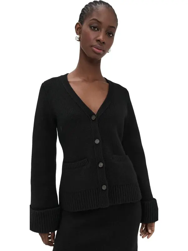 Vince Double Face Knit Cardigan - Black