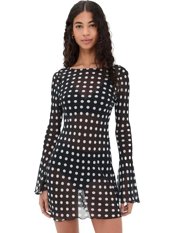 BELLA VENICE The Britain Mini Dress - Black And White Dot