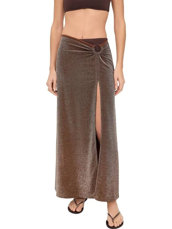 Johanna Ortiz Shimmering Nuevo Destino Midi Skirt - Brown