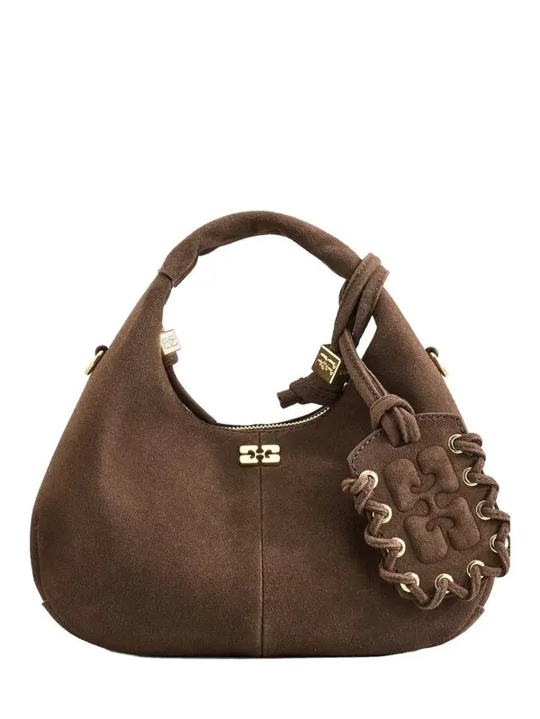 GANNI Recycled Suede Mini Hobo Bag - Chicory Coffee