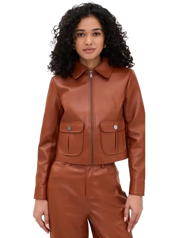 LE BOP Harper Faux Leather Jacket - Cognac
