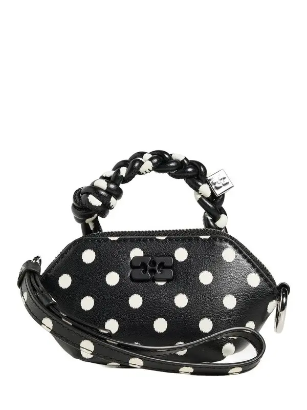 GANNI Printed Leather Nano Bag - Black