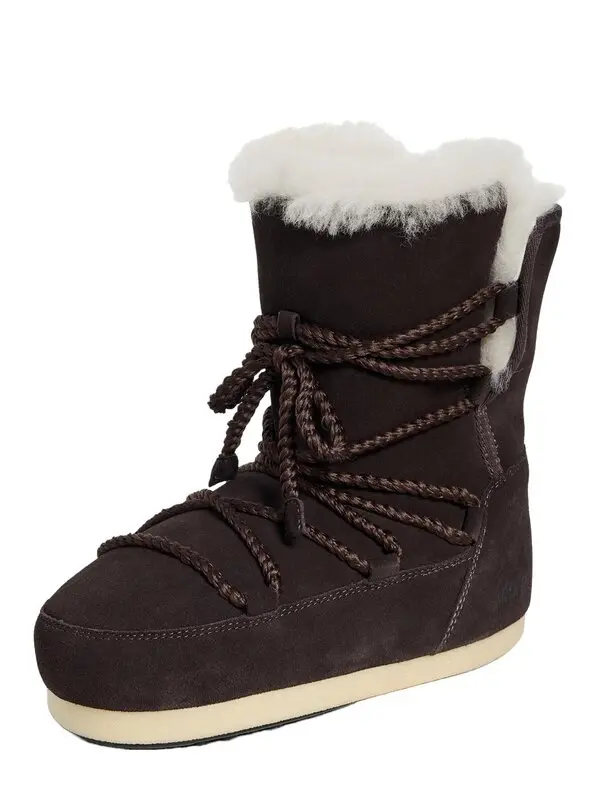Moon Boot Evx Suede Shearling Boots - Dark Brown