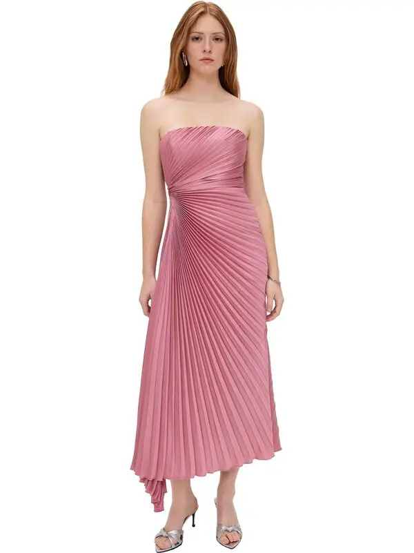 AMUR Everyn Pleated Gown - Pink Clay