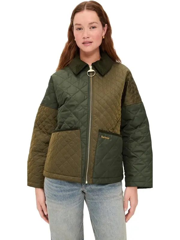 Barbour Danby Quilted Jacket - Golden Olive/olive/tartan