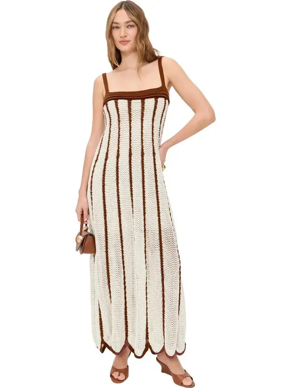 DRESS TO Knit Stripe Maxi Dress - Off White