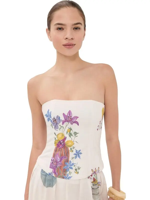 ISLA & WHITE Obelia Floral-print Strapless Top - Solene