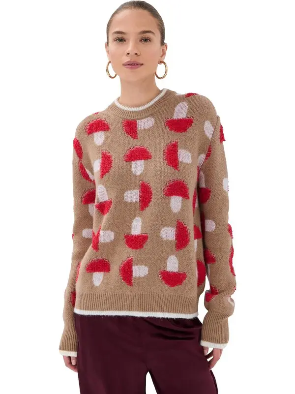 La DoubleJ Intarsia Mushroom Sweater - Camel