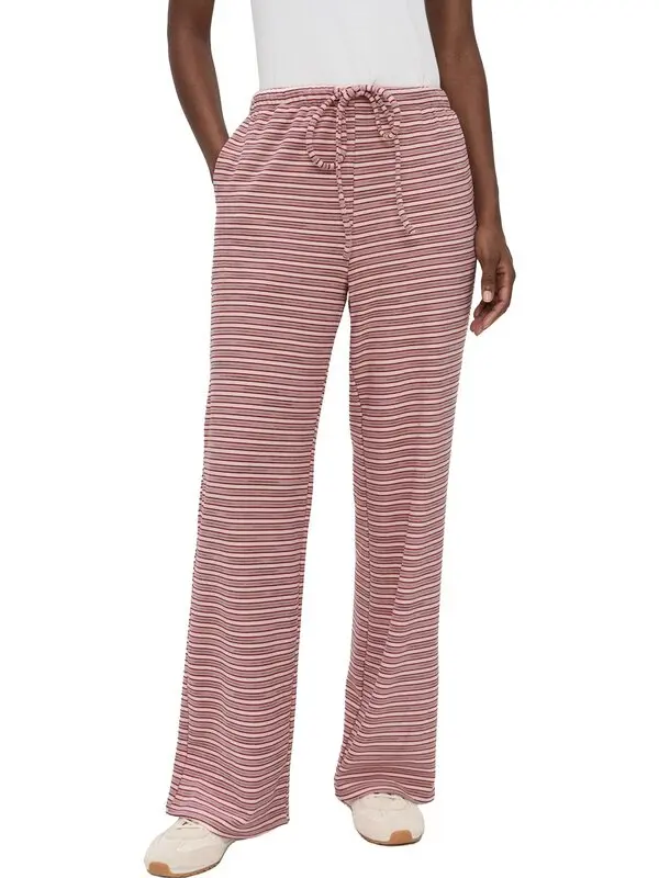 BAILEY ROSE Striped Velour Pants - Strawberry