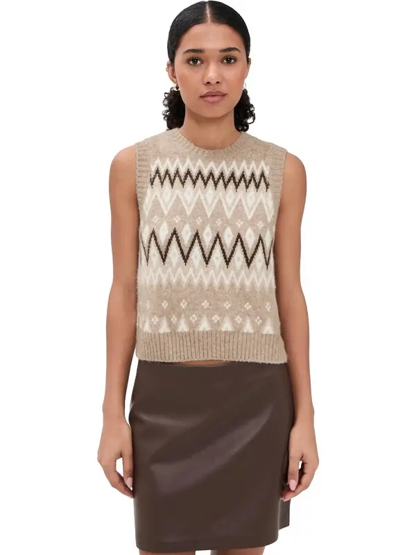LE BOP Fair Isle Knit Vest - Beige Multi