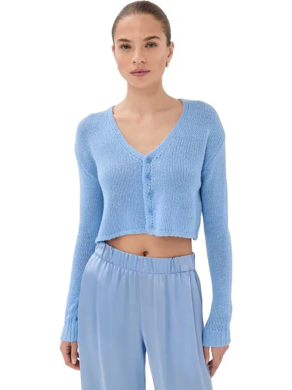 Sablyn Bianco Cashmere Cropped Cardigan - Azureous