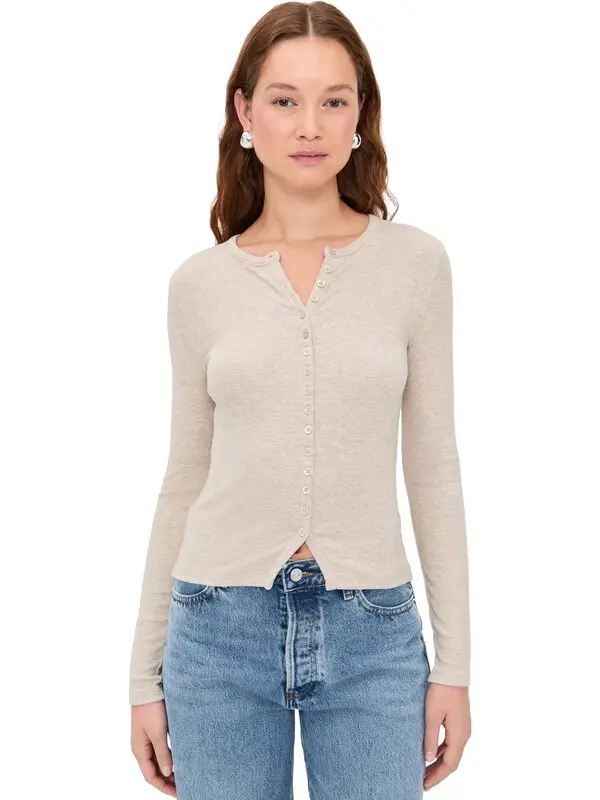 FRAME Rib Splay Top - Oatmeal Heather
