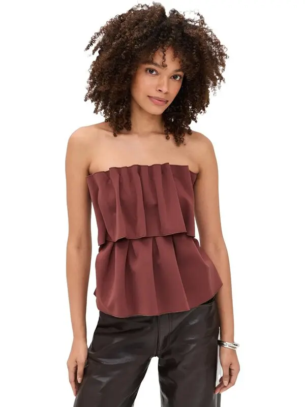 HOUSE OF DAGMAR Sculpted Tube Top - Mahogany Red