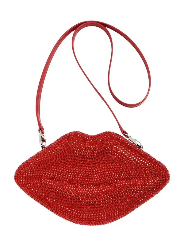 SIMONMILLER Crystal Lip Clutch - Lucky Red