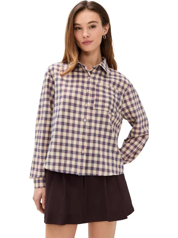 Lioness Plaid Button-down Shirt - Berry Plaid