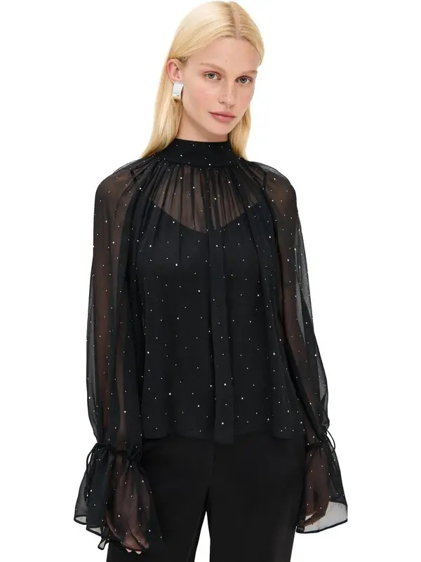 Staud Roux Rhinestone-embellished Top - Black