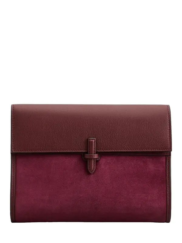 HUNTING SEASON Large Suede Clutch - Burgundy