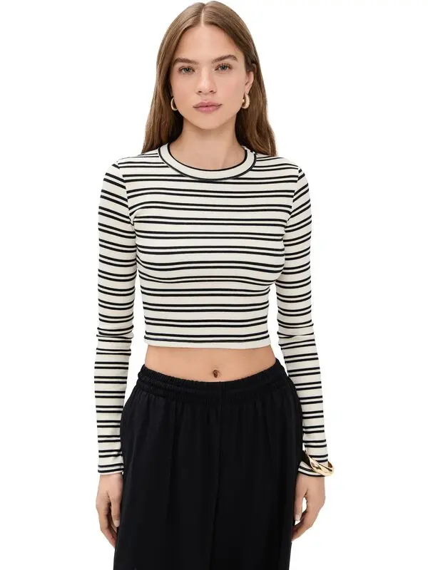 LE BOP Hadley Striped Ribbed Shirt - Black/white Stripe