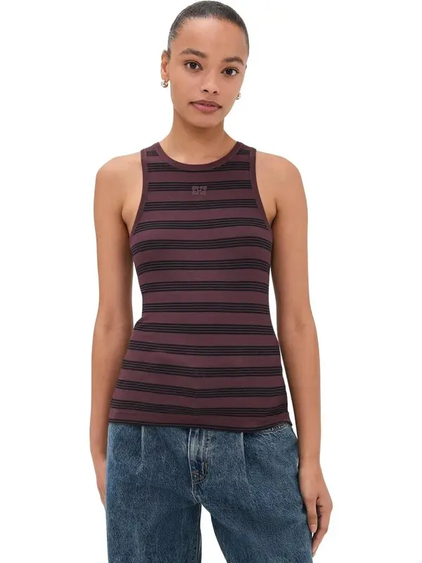 GANNI Soft Cotton Rib Tank Top - Chocolate Plum