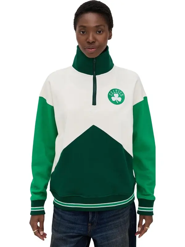 Terez Colorblock Quarter Zip - Celtics Team Colors