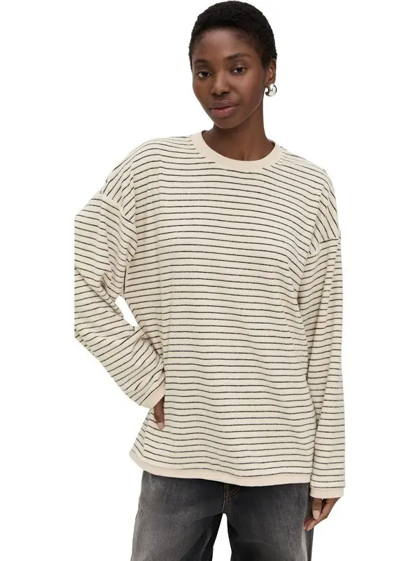 Lioness Cheri Long Sleeve Top - Cream Noir Stripe