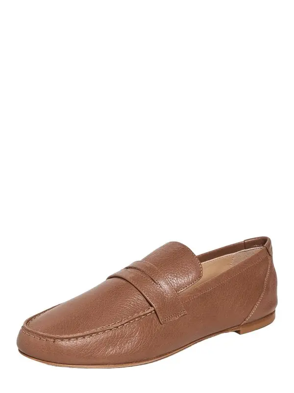 JAMIE HALLER Leather Penny Loafers - Greige