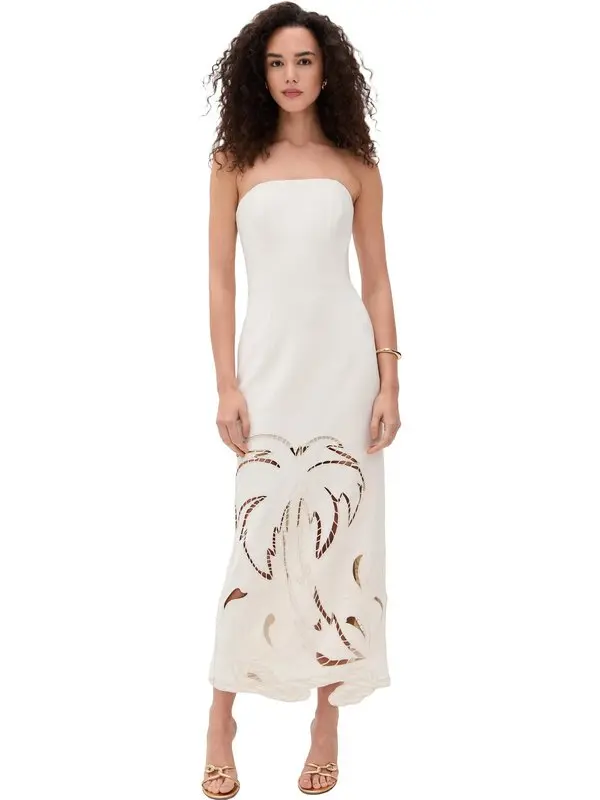 LEO LIN Ava Applique Bustier Maxi Dress - Vanilla