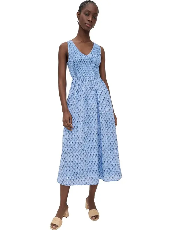 MAREA Cora Atlantic Daisy Midi Dress - Blue