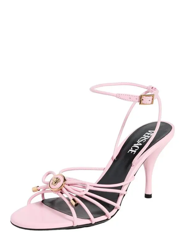 Versace Lamb Leather Heeled Sandals - 1ps1v-95/pastel Pink/versace G