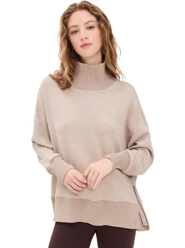 Varley Barker High Neck Sweatshirt - Taupe Marl